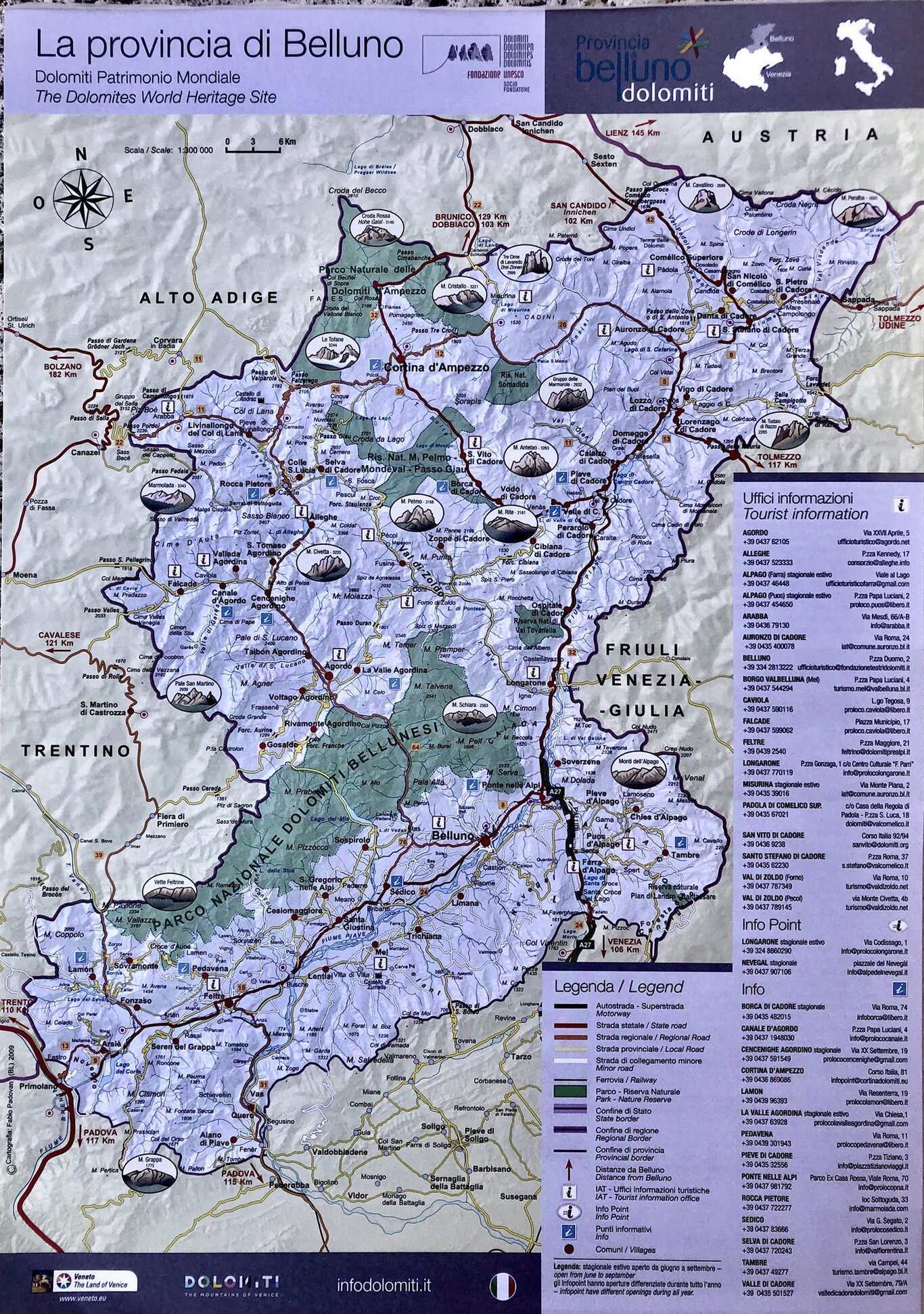 Mappa stadale Provincia di Belluno
