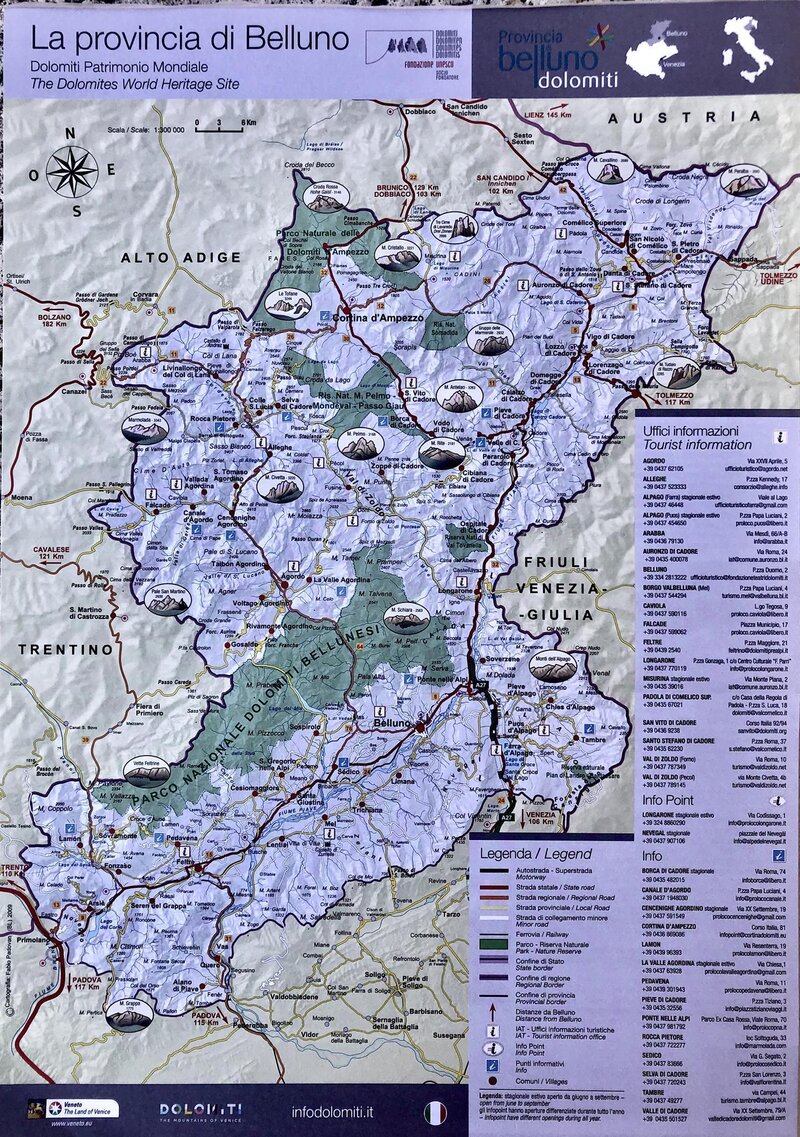 Mappa stadale Provincia di Belluno